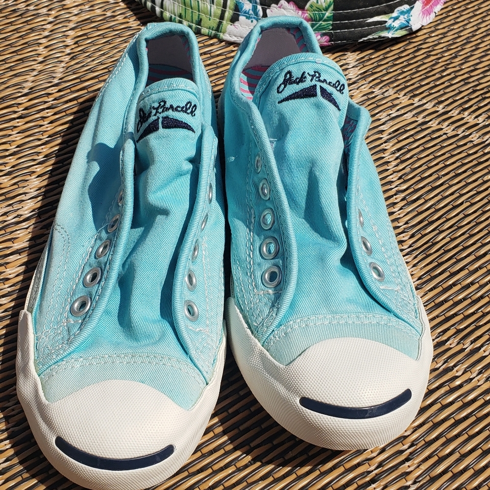 Womens Rare Jack Purcell Baby Blue Converse Tennis - Gem